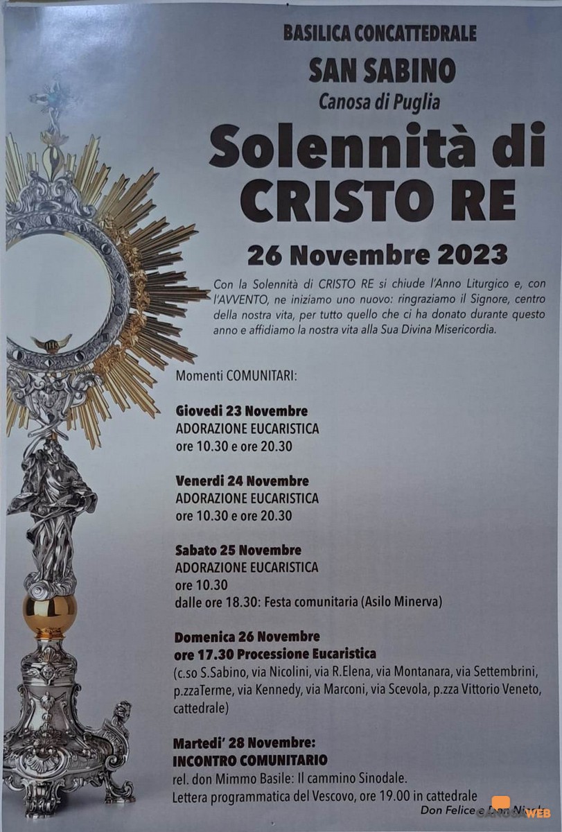 Canosa: SOLENNITÀ DI CRISTO RE